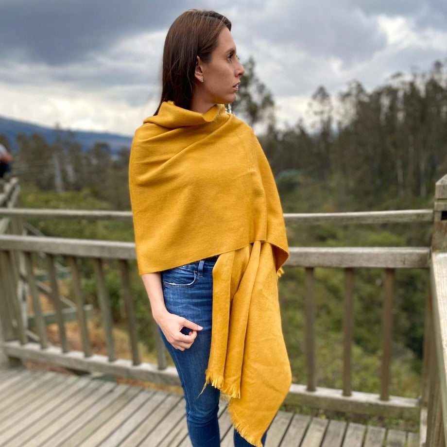 Cozy Luxury Mustard Yellow Alpaca Fiber Shawl – Fancy Alpaca